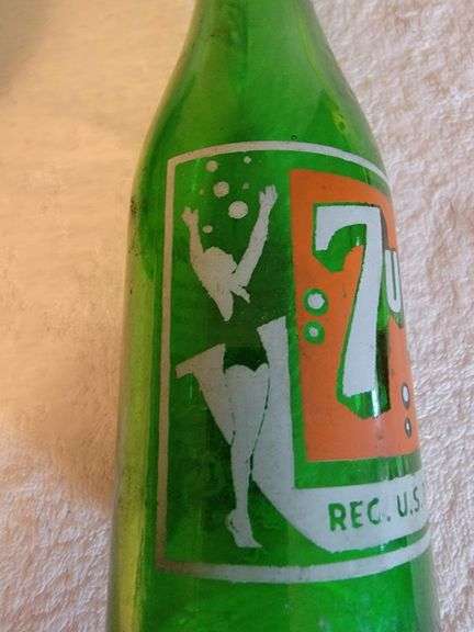 Vintage 7up Bottles (3) & Stopper Sprinkler Head - Legacy Auction Company