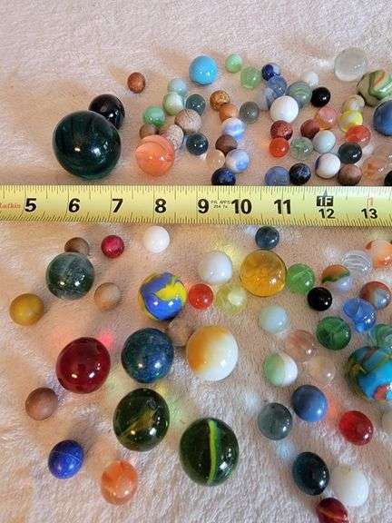 Nice Selection Of Vintage Marbles, Shooters, - Legacy Auction Company