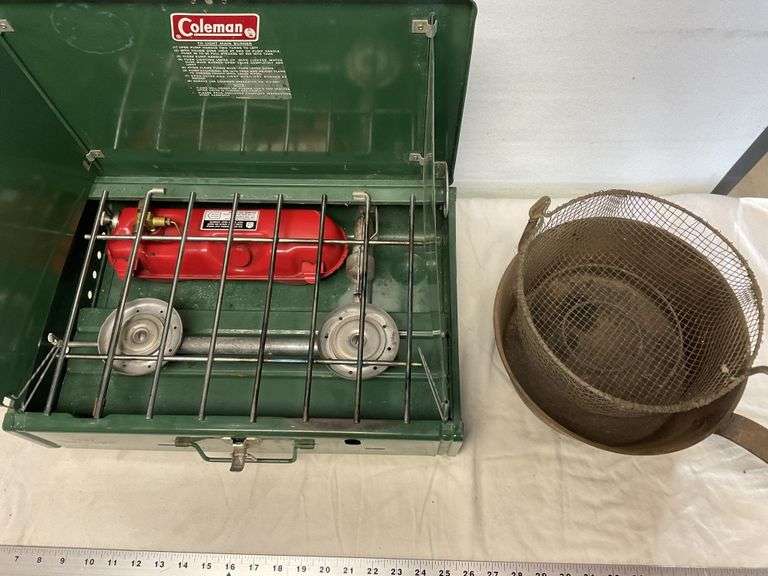 Coleman gas stove and fish cooker With fuel - Legacy Auction Company
