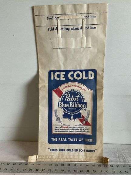Pabst blue ribbon paper six pack beer cooler - Legacy Auction Company
