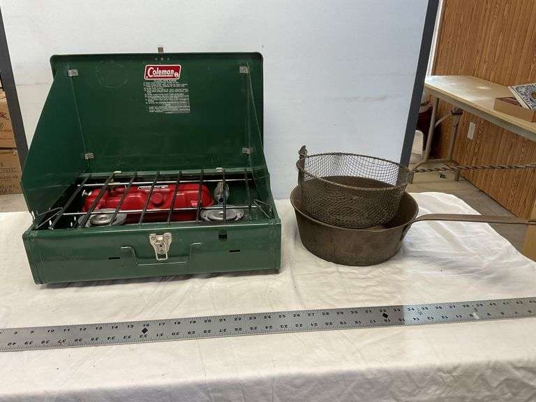 Coleman gas stove and fish cooker With fuel - Legacy Auction Company