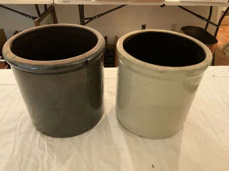 Two crocks, one has large crack - Legacy Auction Company