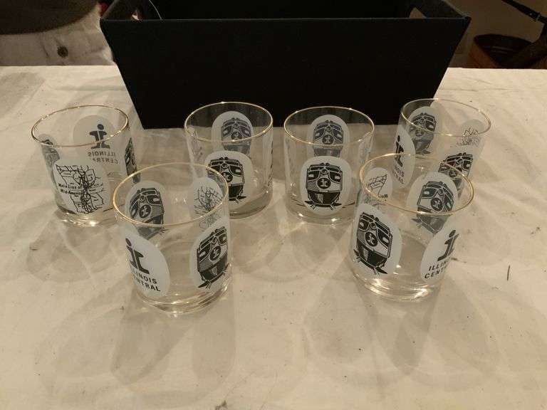 Illinois central railroad bar glasses - Legacy Auction Company