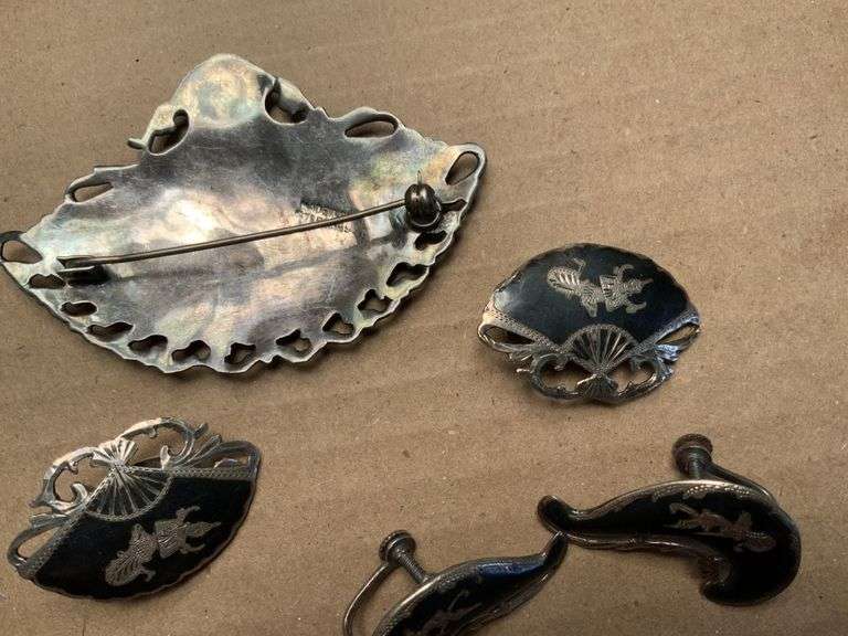 Sterling Vintage Pin And Earring Set Legacy Auction Company