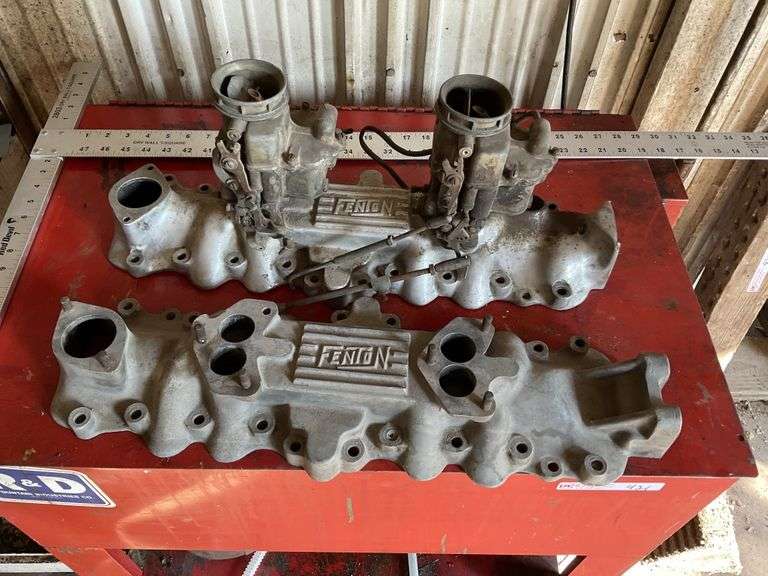 Fenton intake manifold with carburetors - Legacy Auction Company