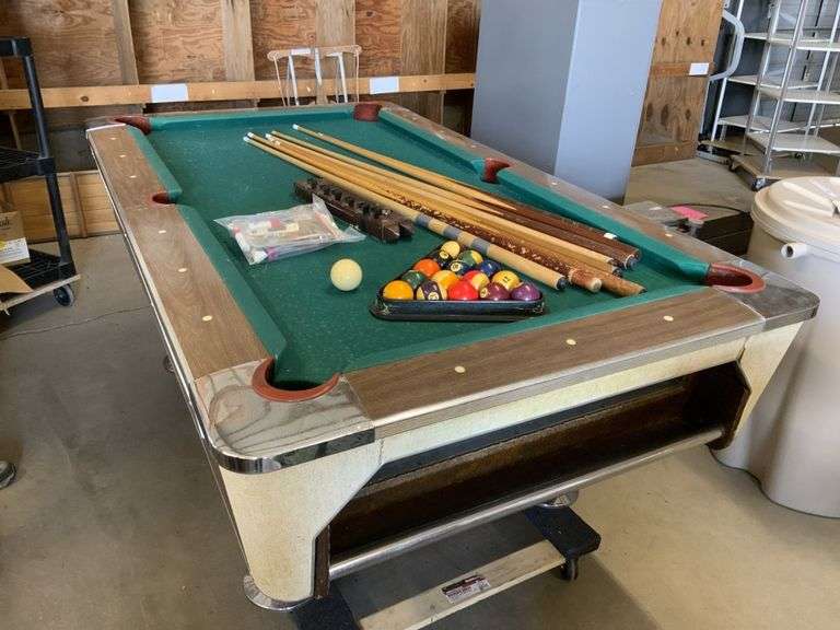6 ft pool table, cues, balls, etc. - Legacy Auction Company
