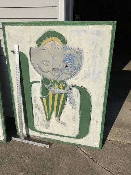 Metal sign wood frame. One-sided - Legacy Auction Company