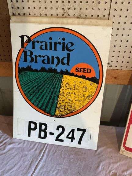 Prairie Brand seed sign - Legacy Auction Company