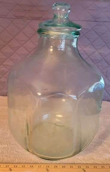 Vintage Large Heavy Glass Jar w/ Glass Lid - Legacy Auction Company