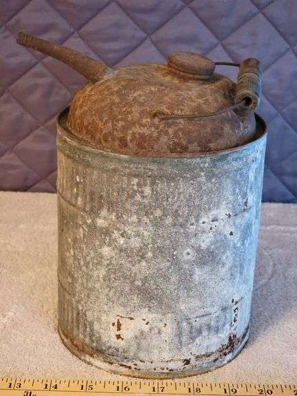 Vintage Galvanized "Spouted" Gas / Kerosene Can - Legacy Auction Company