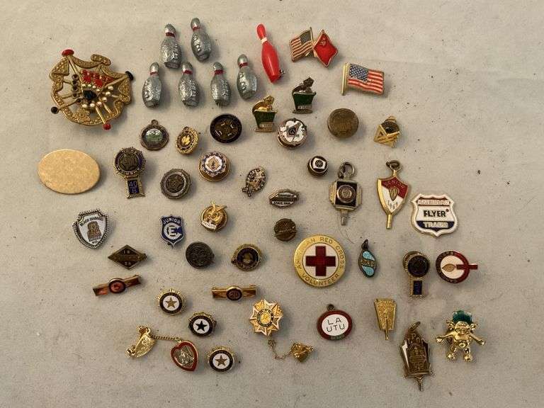 Vintage tack pins. Holiday Inn, Red Cross, - Legacy Auction Company