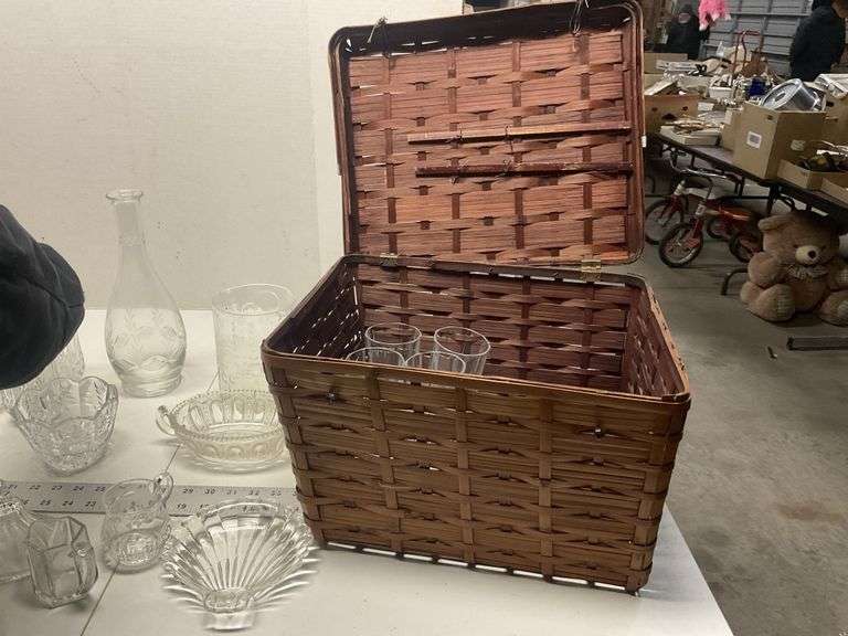 Glassware set with wicker basket - Legacy Auction Company