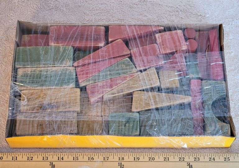 Box Full Of Vintage Wooden Building Blocks - Legacy Auction Company