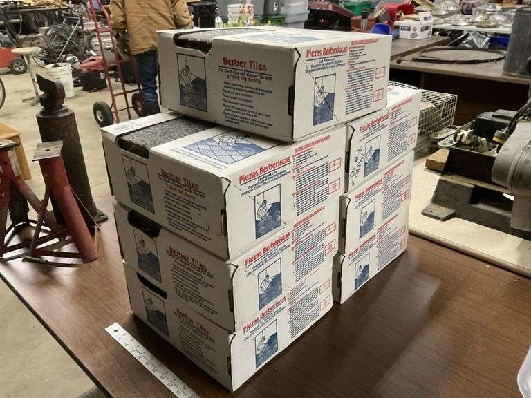 Seven boxes of Berber tile carpet squares - Legacy Auction Company