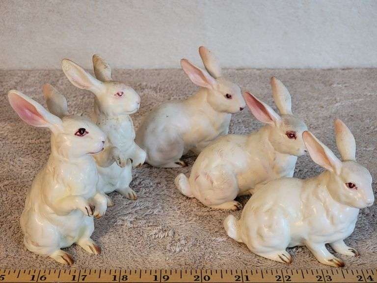 5 Vintage Porcelain Lefton Rabbits - Legacy Auction Company
