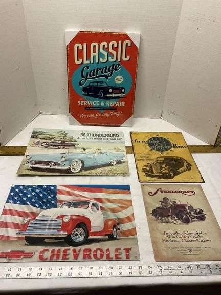 Tin car signs - Legacy Auction Company