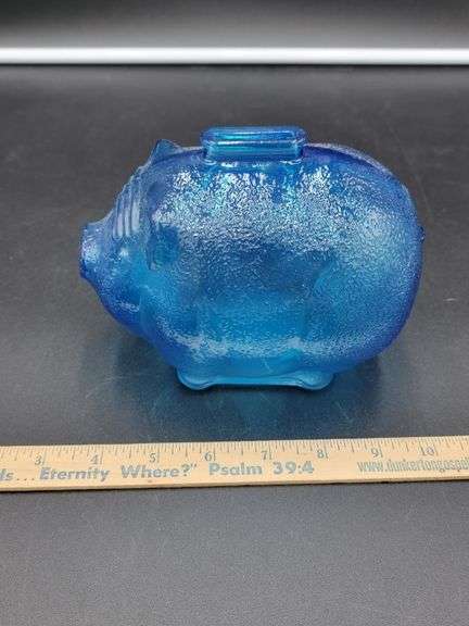 Vintage Anchor Hocking Blue Glass Pig Bank Hard To Find Color - Legacy ...