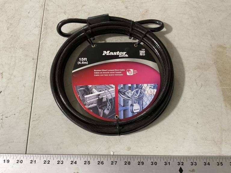 15 foot braided steel looped end cable - Legacy Auction Company