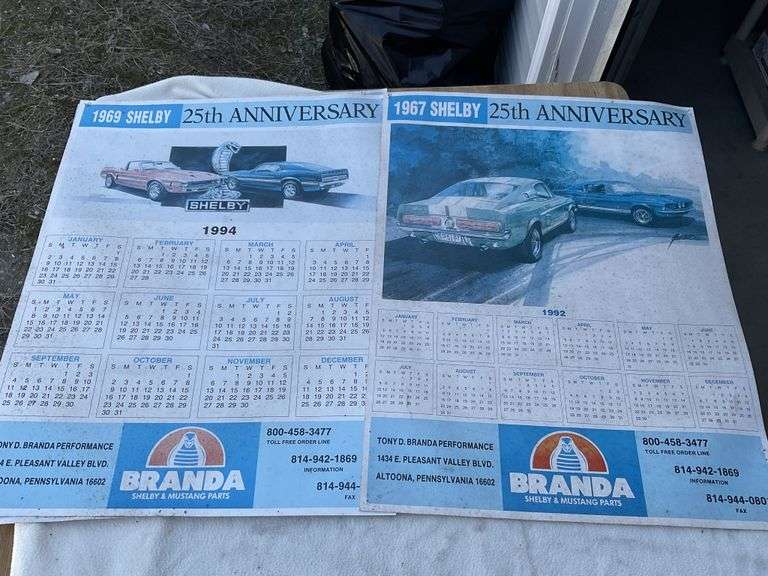 Car calendars from Branda Shelby Mustang parts, - Legacy Auction Company