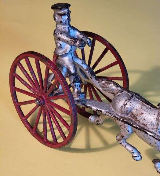Vintage Cast Iron Horse Drawn Sulky & Driver - Legacy Auction Company