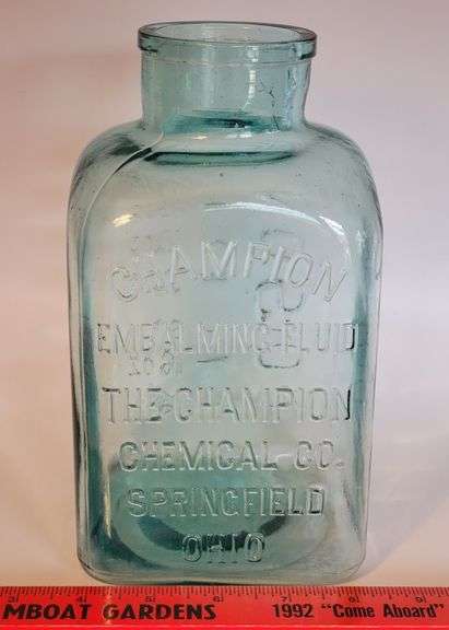 Vintage "Champion" Glass Embalming Fluid Jar - Legacy Auction Company