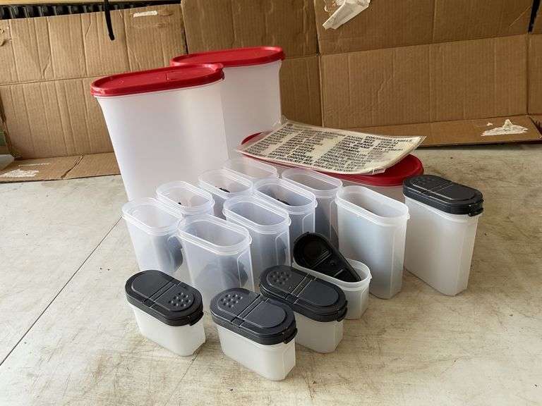 Tupperware spice containers, labels, etc - Legacy Auction Company