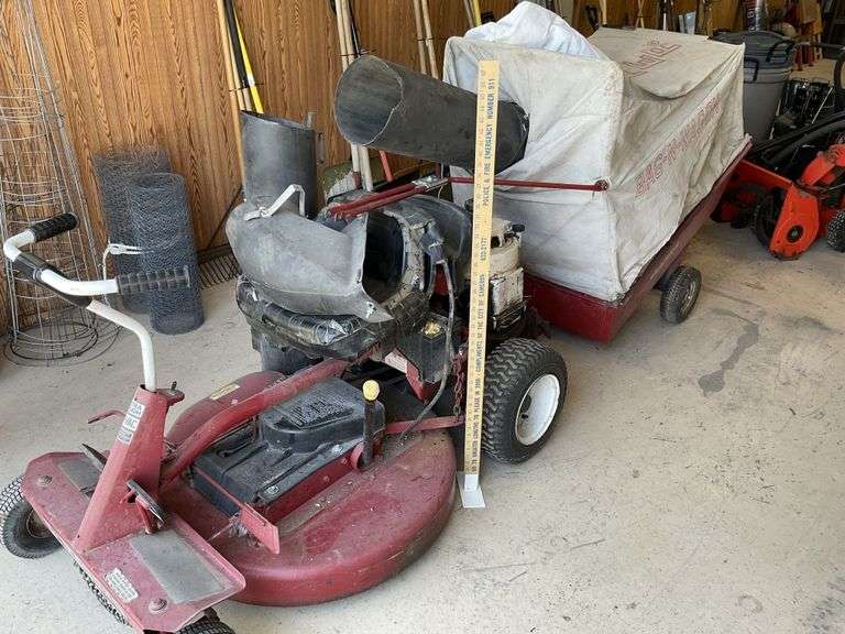Snapper riding mower with cart and tarp. As is - Legacy Auction Company