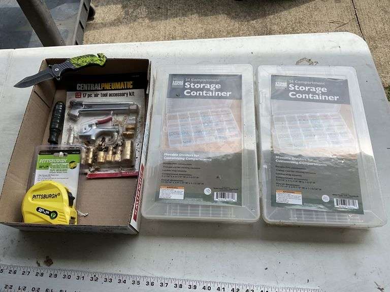 Storage containers, tape measure, tool accessory - Legacy Auction Company
