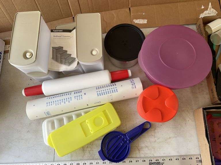 Tupperware shelf smart, rolling pins, mat, etc - Legacy Auction Company