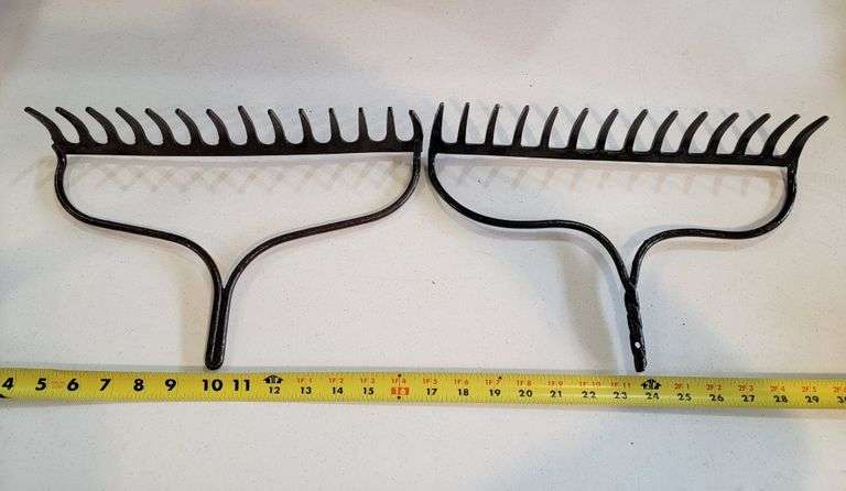 2 Metal Garden Rake Heads With Clear Coat - Legacy Auction Company