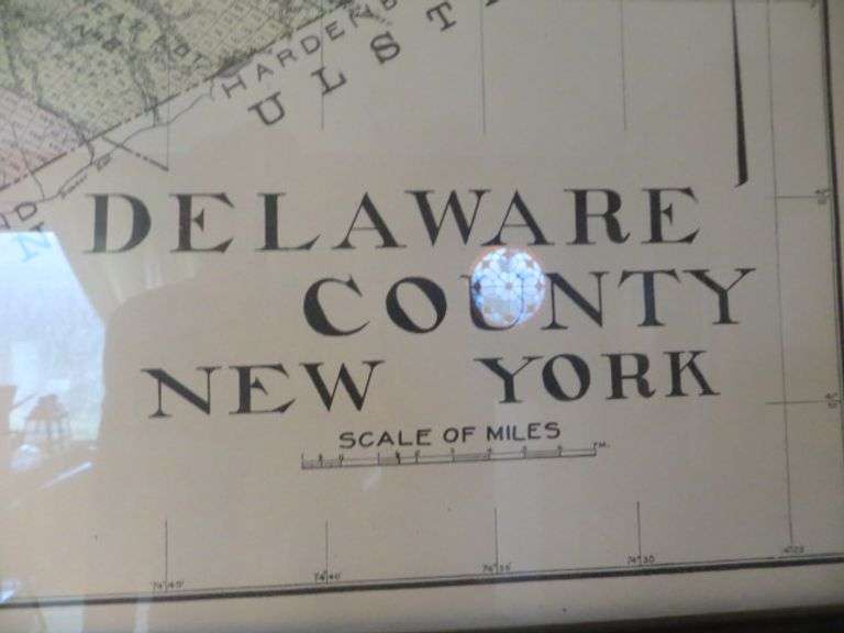 Framed Delaware County Map - Lambrecht Auction, Inc.