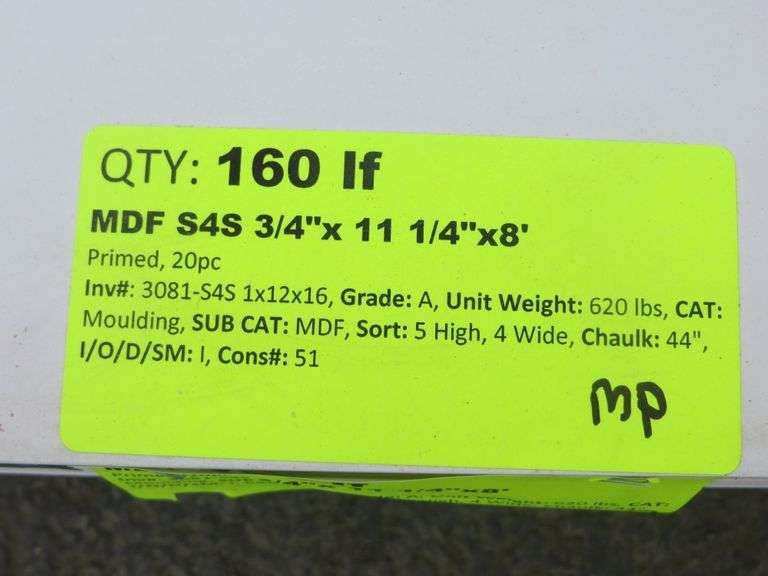 MDF S4S 3 4 X 11 1 4 X 8 Lambrecht Auction Inc MDF S4S 3 4 X 11 1 4 X 8 Lambrecht Auction Inc
