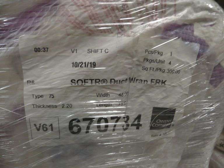 SOFTR Duct Wrap FRK Fiberglass Insulation - Lambrecht Auction, Inc.