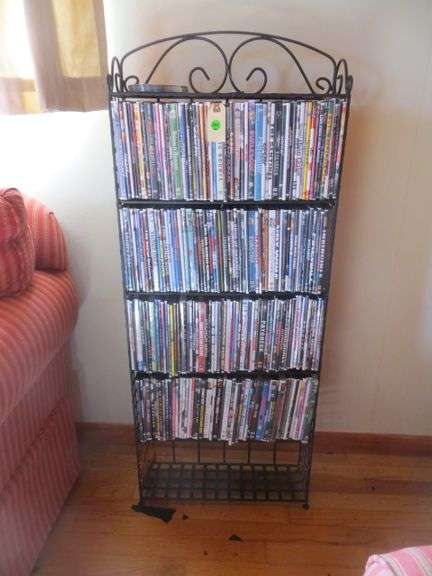Metal DVD Rack Loaded - Lambrecht Auction, Inc.