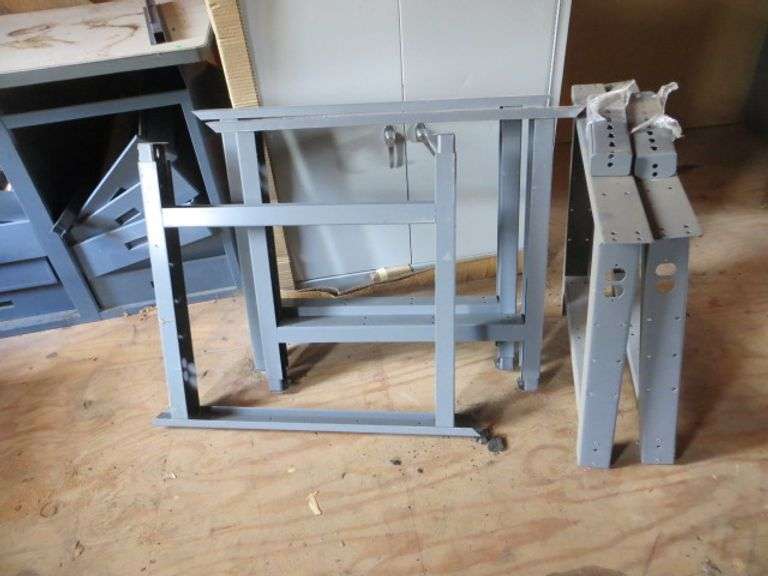 Five Adjustable Steel Work Bench Legs - Lambrecht Auction, Inc.