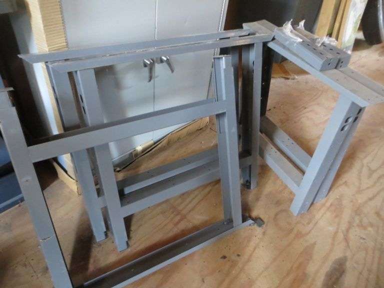 Five Adjustable Steel Work Bench Legs - Lambrecht Auction, Inc.