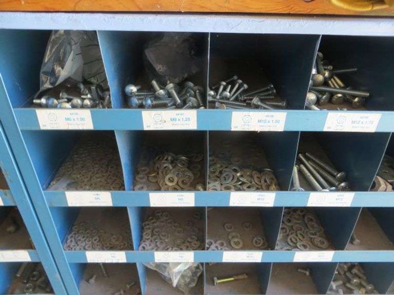 72 Compartment Bolt Bin with Contents - Lambrecht Auction, Inc.