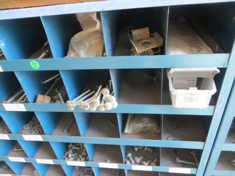 72 Compartment Bolt Bin with Contents - Lambrecht Auction, Inc.