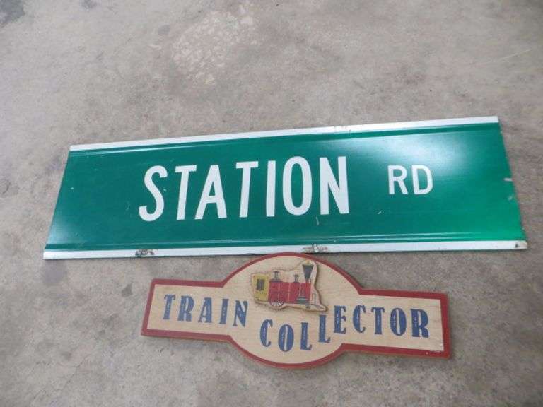 Lifesize Crossings and Station Road signs - Lambrecht Auction, Inc.