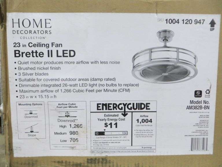 Home Decorators 23" Brette II Led Ceiling Fan - Lambrecht Auction, Inc.