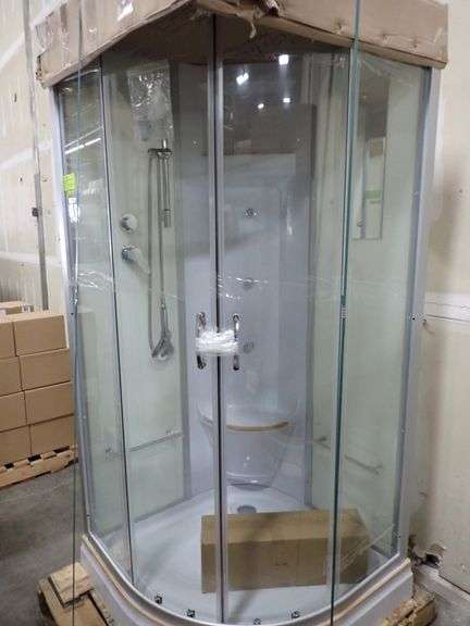 Luxury Shower Enclosure Jetted 38" x 38" x 81" - Lambrecht Auction, Inc.