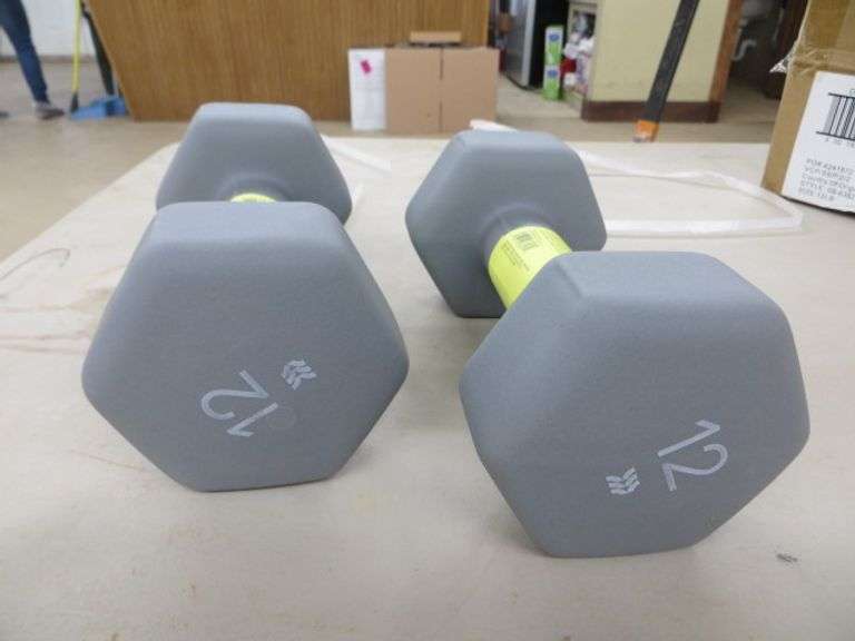 Pair of 12lb Hand Weights - Lambrecht Auction, Inc.