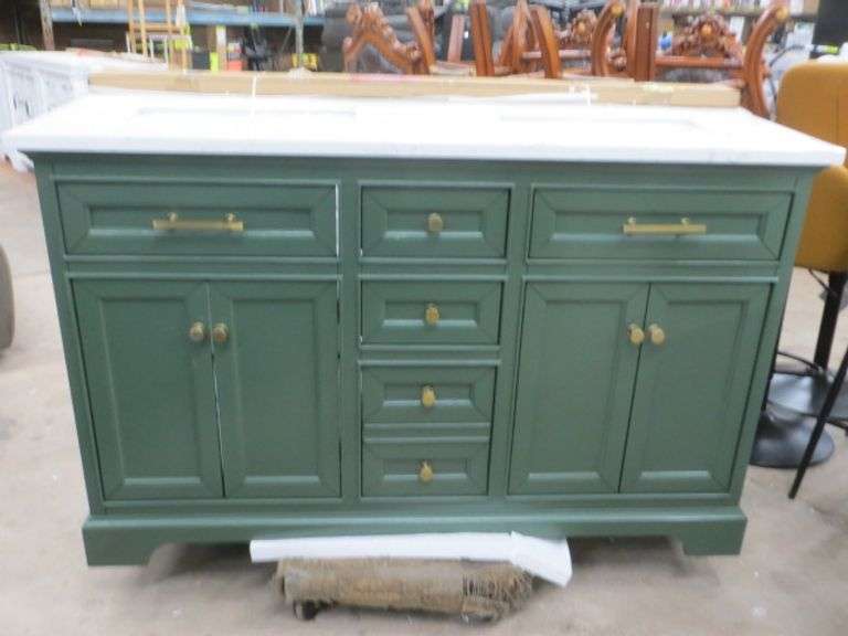 Thompson 54" Double Vanity - Hunter Green - Lambrecht Auction, Inc.