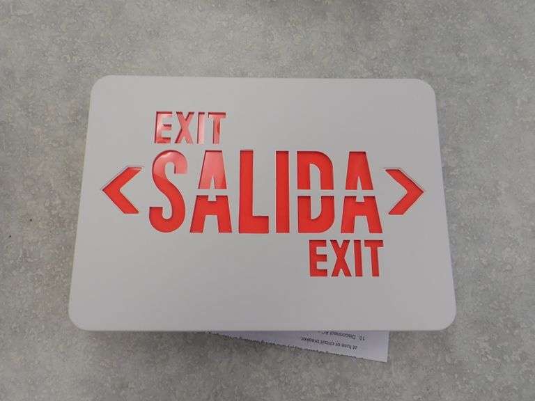LED Red Exit SALIDA Single Face Sign with Battery Backup in White ...