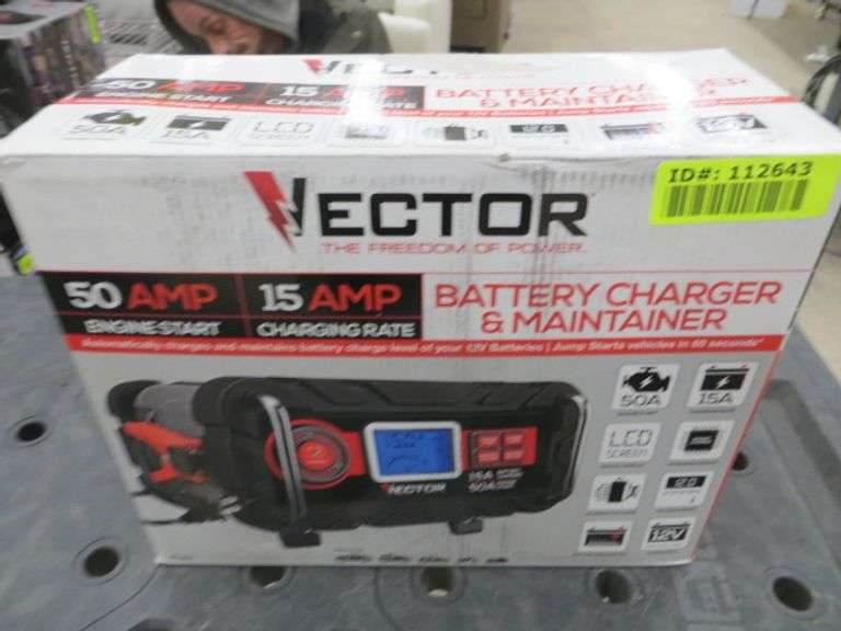 Vector Battery Charger W/ 50amp Battery Start - Lambrecht Auction, Inc.