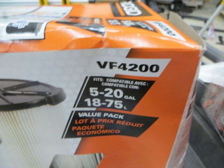 Ridgid Model VF4200 5-20 Gallon ShopVac Filters - Lambrecht Auction, Inc.