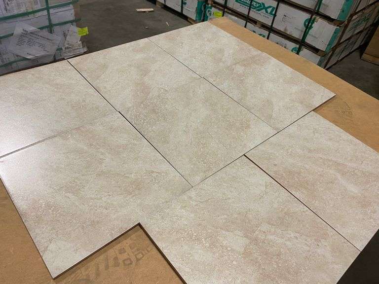 Cream Ceramic Tile 12" x 12" x 5/16" - Lambrecht Auction, Inc.
