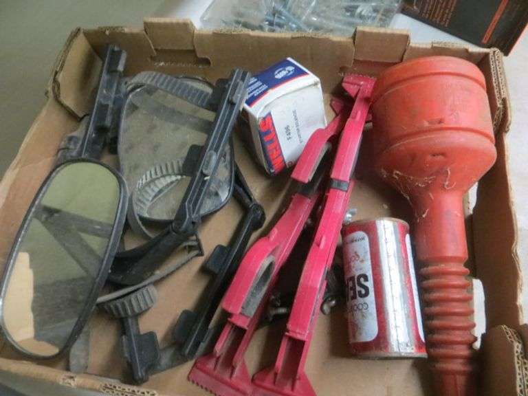 Trailer Extension Mirrors, Gun Rack, Funnel, Etc. - Lambrecht Auction, Inc.