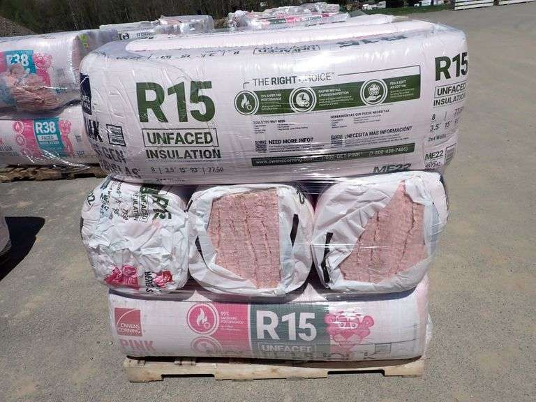 R-15 Unfaced Fiberglass Bagged Insulation - Lambrecht Auction, Inc.