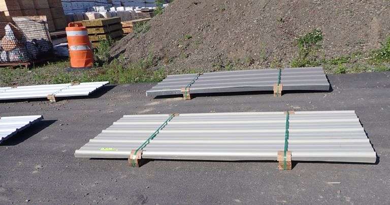 Textured Beige Corrugated Metal Panel 3' x 8' - Lambrecht Auction, Inc.